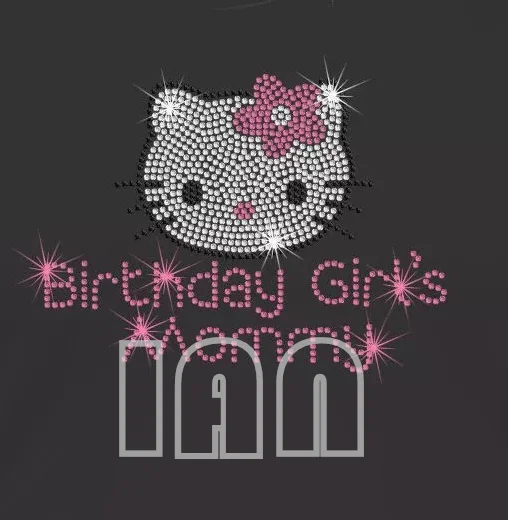 Bling Crystal Cartoon Kitty Cat Hotfix Iron on Patch Custom Rhinestone ...