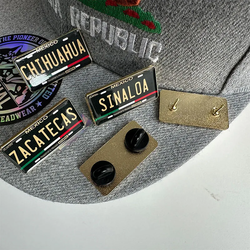 Custom Colored Car License Plates Enamel Pins for Mexico