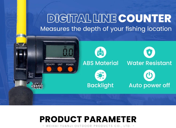 Fishing Line Length Depth Gauge Counter 999m/ft Digital Display