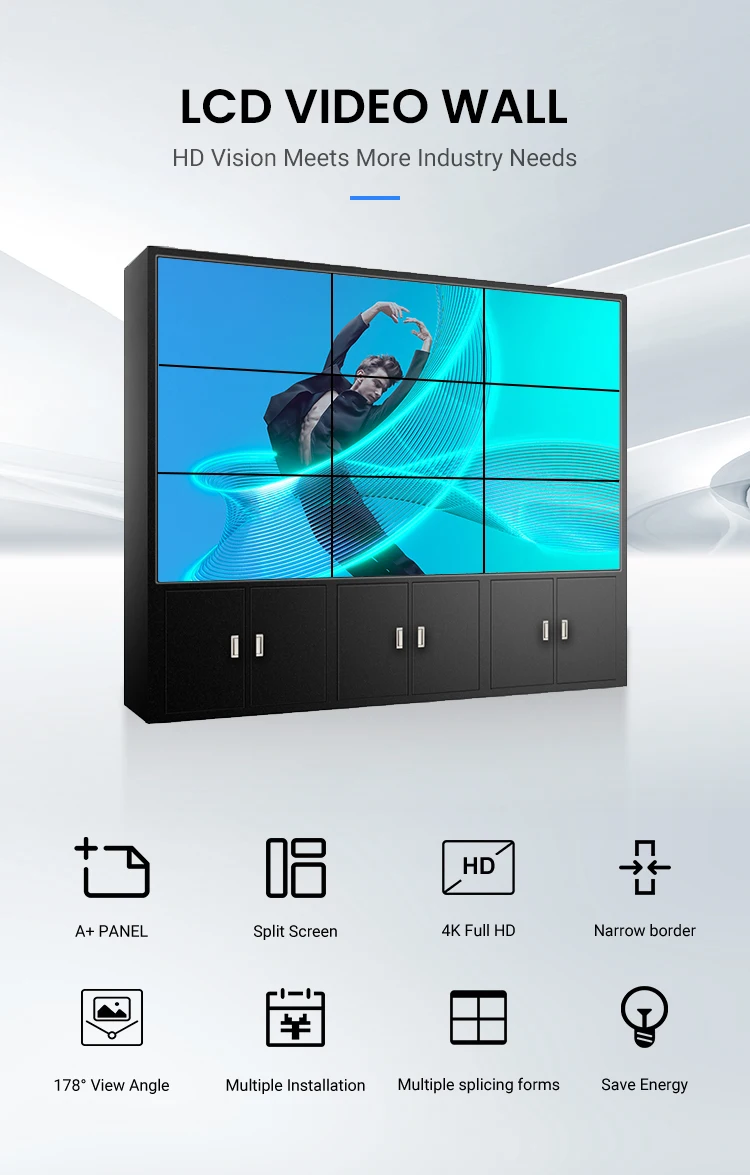 49 55 Inch 2x2 2x3 3x3 1.7mm Multi Screen Videowall Ultra Narrow Bezel ...