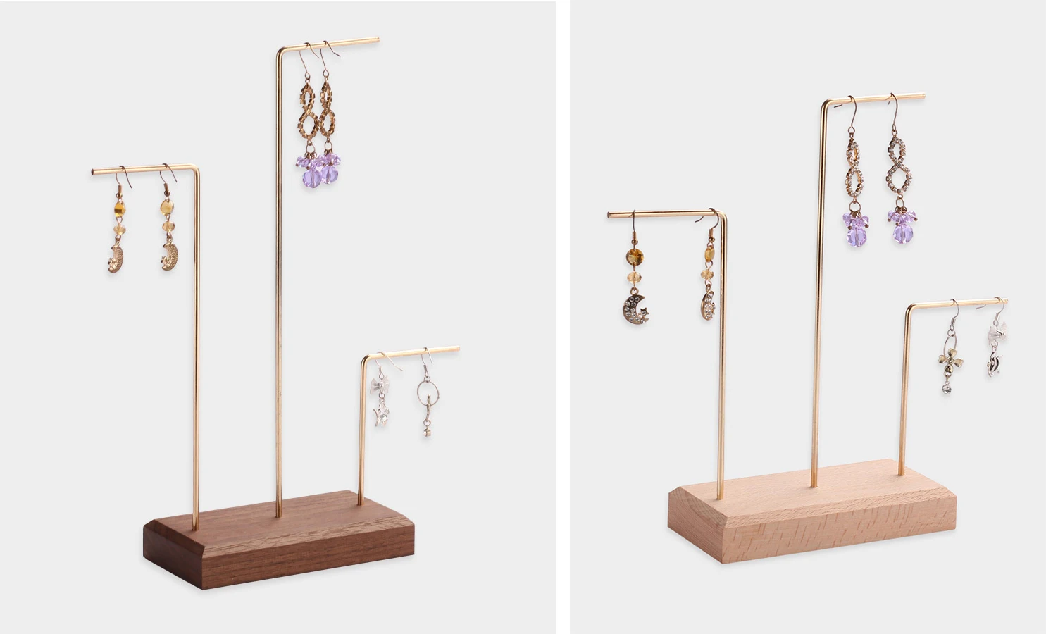 L Shaped Metal Earring Displays Modern Hand Made Wooden Earring Display ...