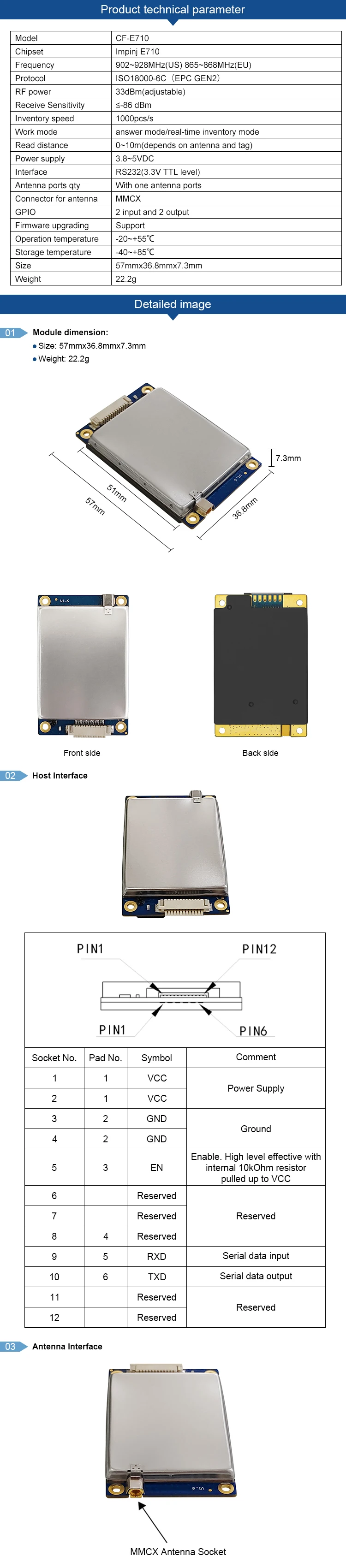 Chafon Single Port Impinj E710 Sensor 865-928mhz Uhf Rfid R2000 Chip ...