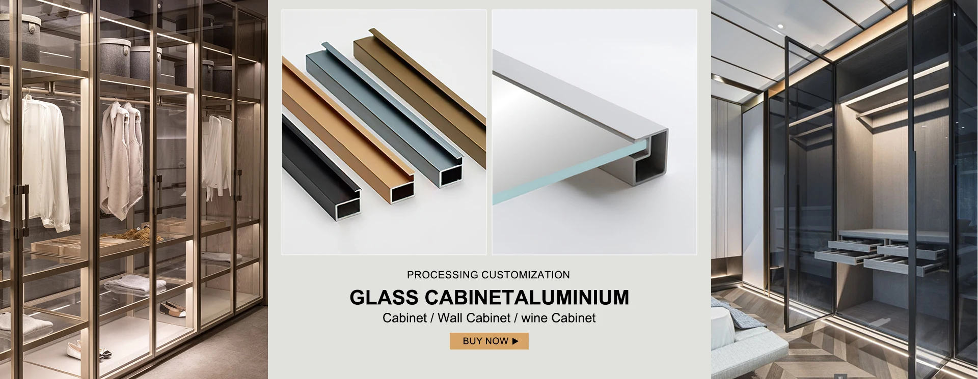 Matte Black Extruded Kitchen Cabinet Aluminum Frame