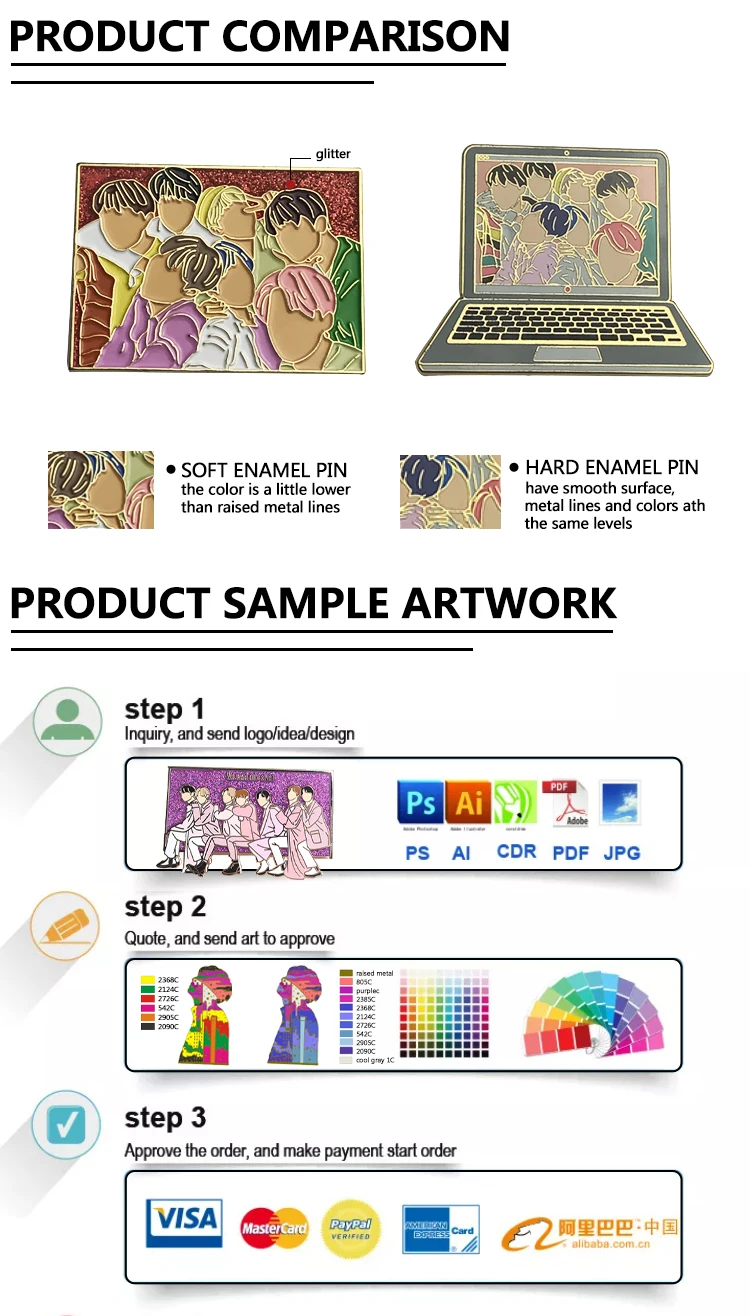 Fashion Gift Custom Metal Kpop Merchandise Pin Badge Bangtanboys Hard ...