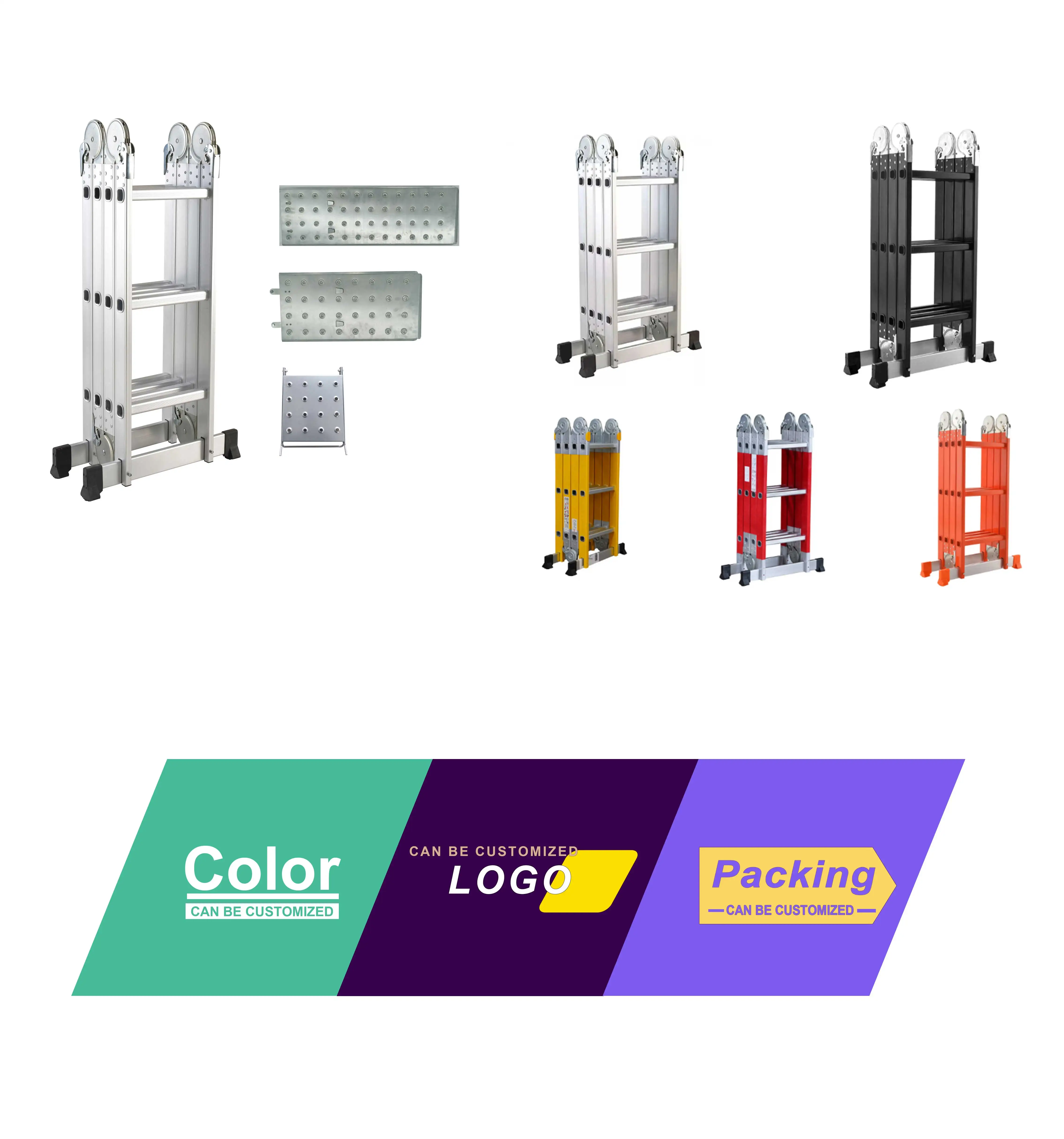 Modern Design Aluminum Folding Ladder - 12 Steps Collapsible