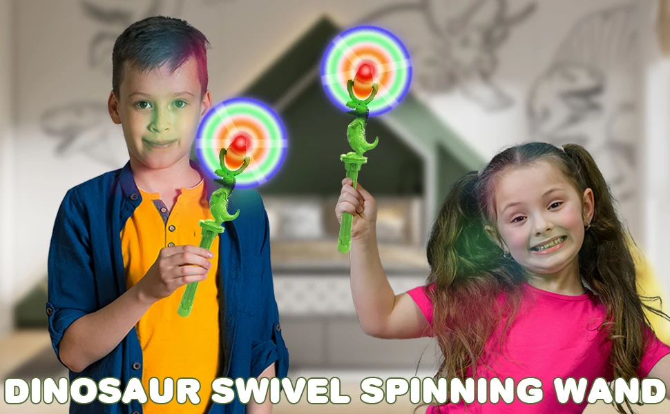 Wholesale Led Glow Light Up Toys Kids Dinosaur Magic Spinner Wand Led ...