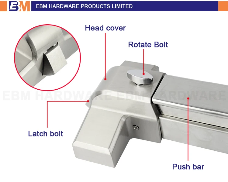 Sus 304 Stainless Steel Push Bar Exit Device With Alarm Function ...