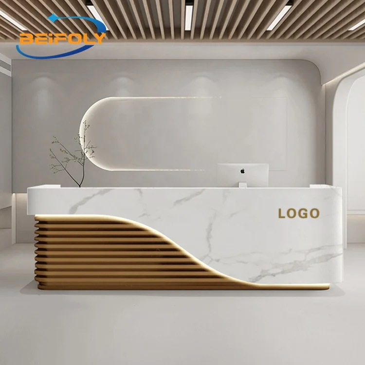 Modern Solid Wood Surface Hospital Reception Counter Simple Design ...