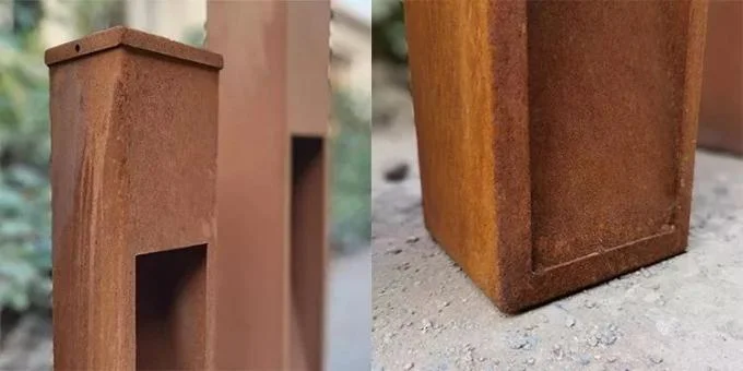 Decoration Outdoor Lighting Fixture Corten Steel Rust Color Bollard ...
