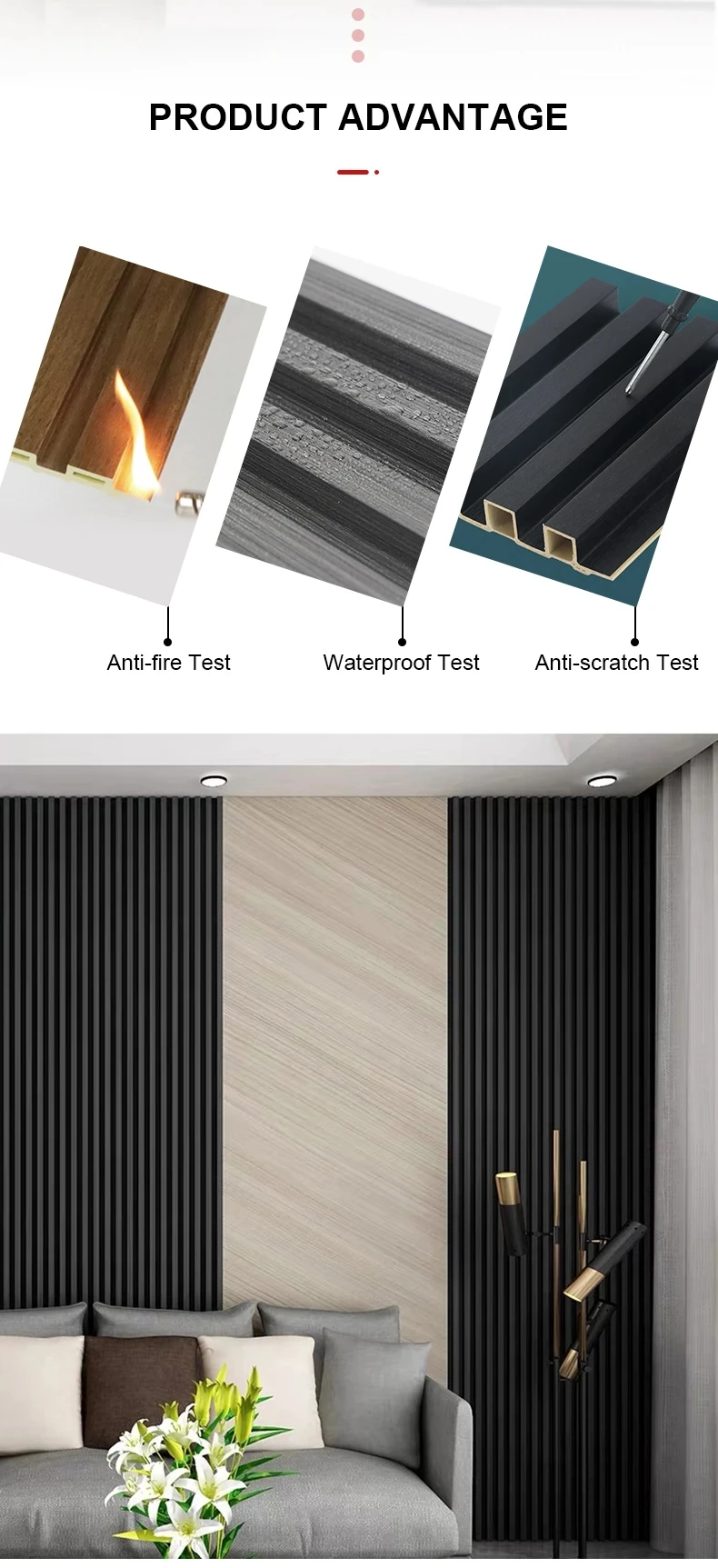 Decorative Wallboards Square Black Gold Ceiling Louver Wpc Fluted ...