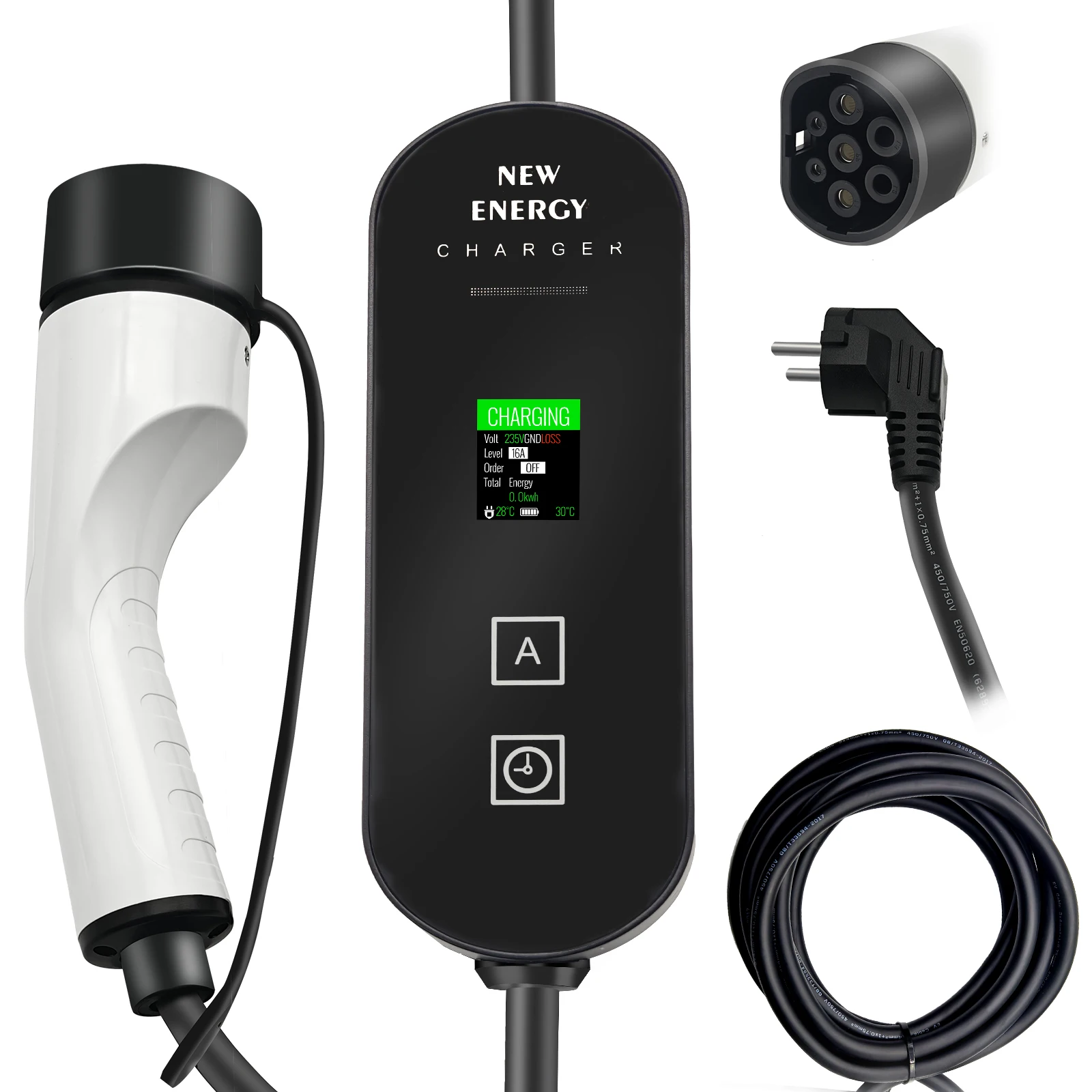 3.5KW EV Charger Gun 110V 220V 16A Type2 OEM New Energy Car Charging ...