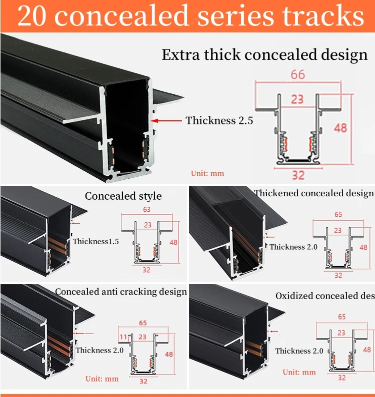 Flushed Mounted Recessed Low Voltage 4 Wires 3 Circuits Magnetic Track ...