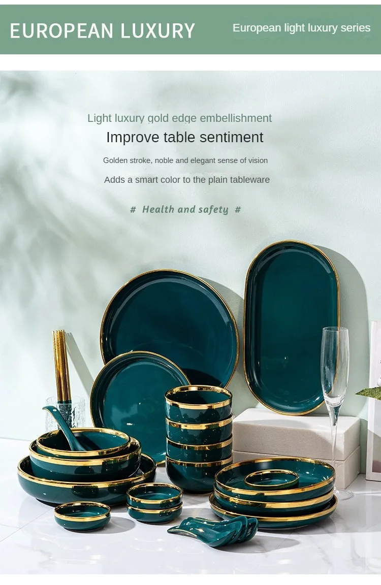 Custom Nordic Green Ceramic Dinnerware Set - Eco-Friendly Porcelain ...