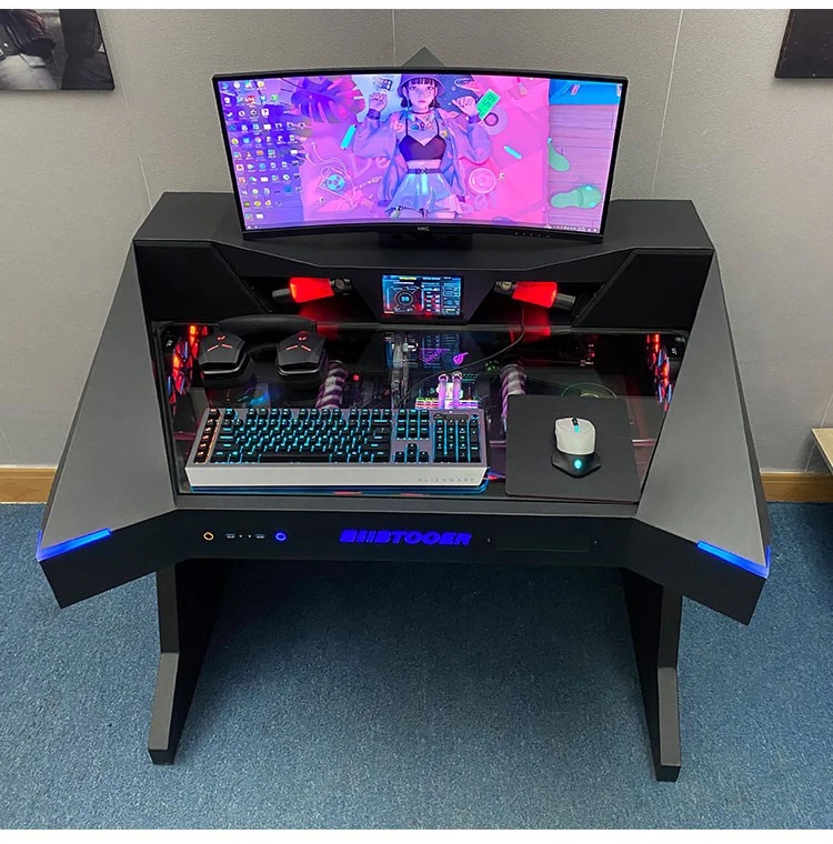 New Computer case built-in transparent large case integrated table high ...