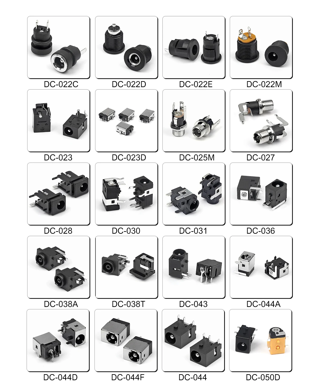 Dc022b Power Socket 2.0/2.5 Vertical Threaded Round Straight Plug Two ...
