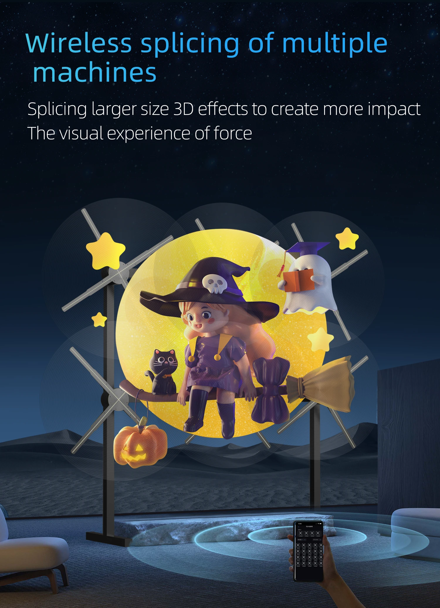 50cm Diameter 3d Holographic Fan Projector 576pcs Led Beads Hologram ...