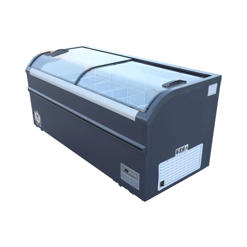 2 Curved Glass Sliding Doors Horizontal Freezer Chest Freezer With ...