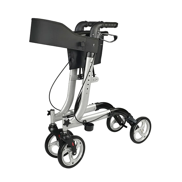 Folding Rollator Walker with 8" Wheels - Supports 350 Lbs