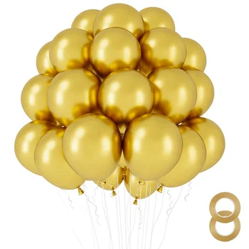 100pcs 12 Inch Helium Gold Metallic Balloons Latex Balloons Party ...