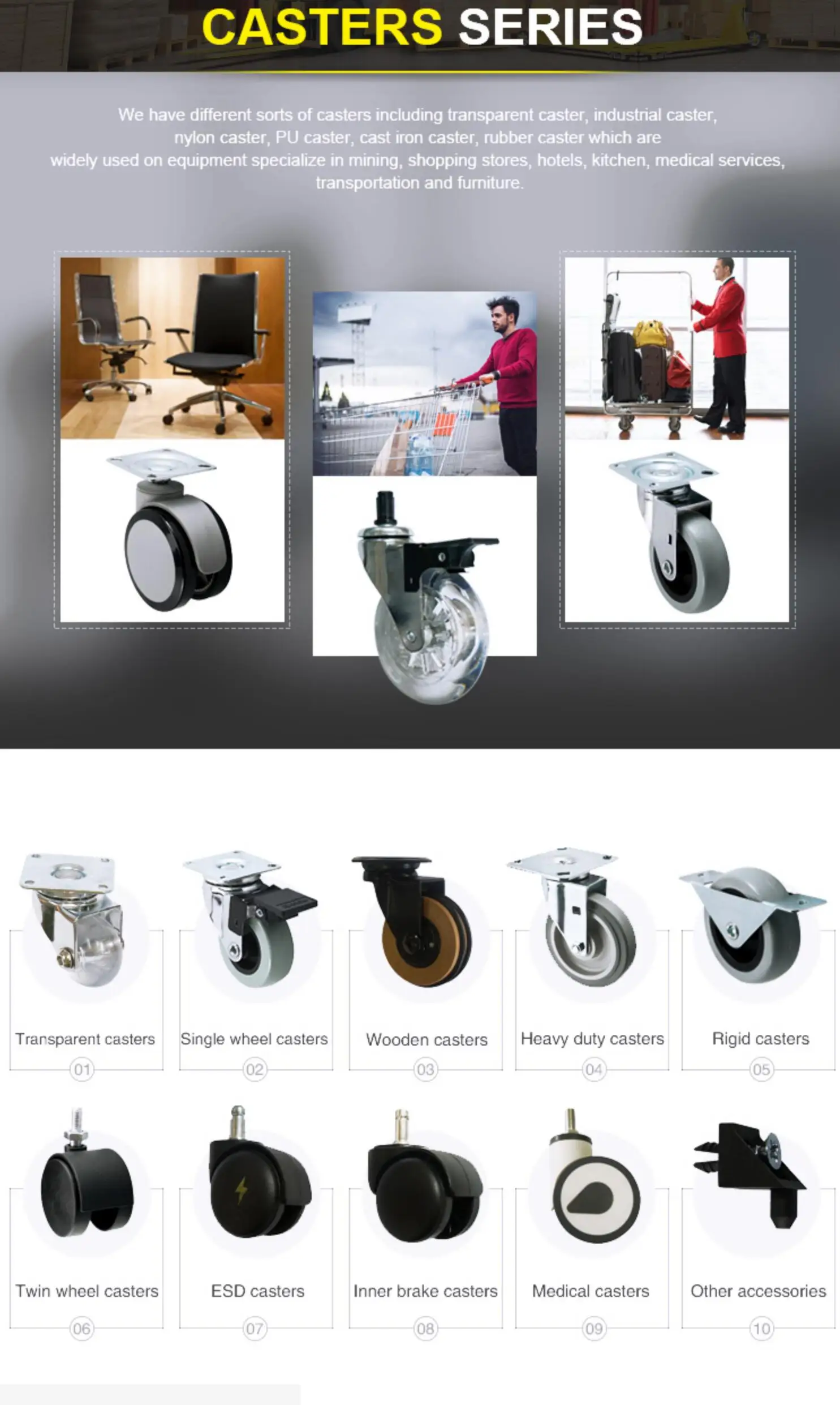 4 Inch Hospital Bed Wheel Castor 100mm Medical Caster With Double Brake ...