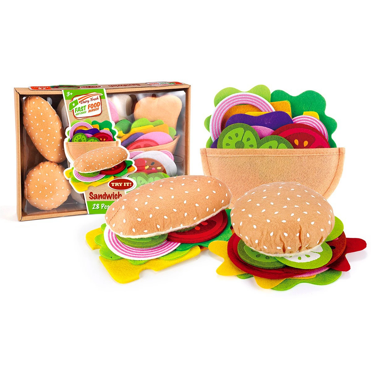 Felt Food Sandwich Play Food Set Role Play Toy for Children Sensory Toy ...