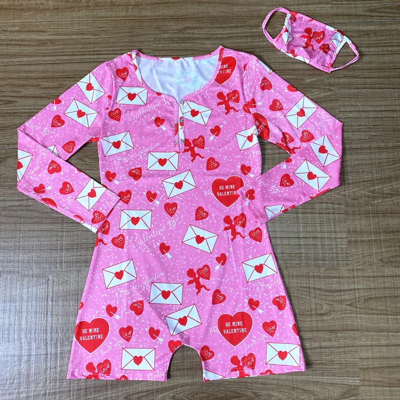 2024 Valentine Day Romper Onesie Girls Hot Sexy Loving Heart Printing