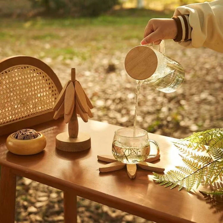 Creative Wooden Tabletop Decoration Mat Tree Shape Heat Insulation Pad ...