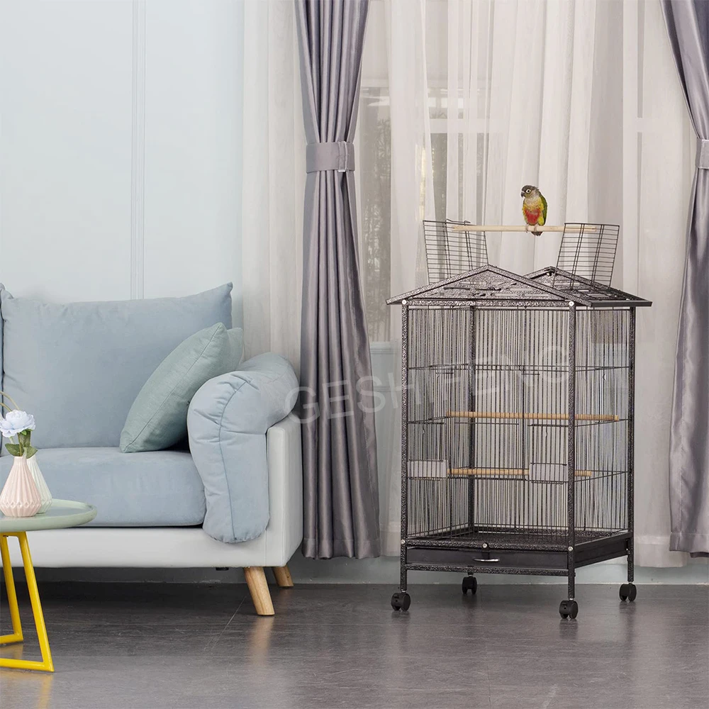 Large Metal Movable Parrot Bird Cage - Durable & Versatile