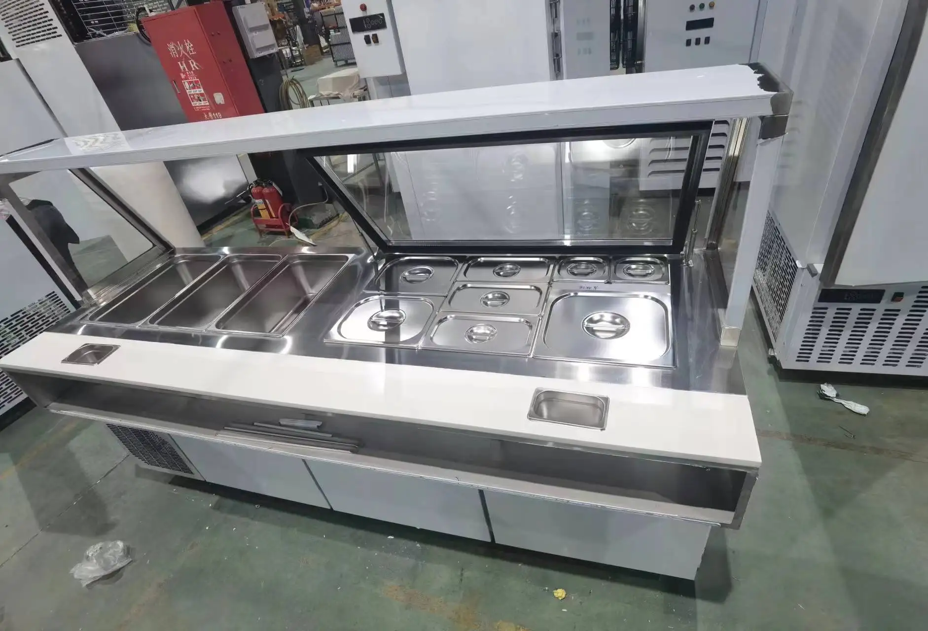 Buffet Bain Marie Hot Food Warmer Counter with Sneeze Guard for ...