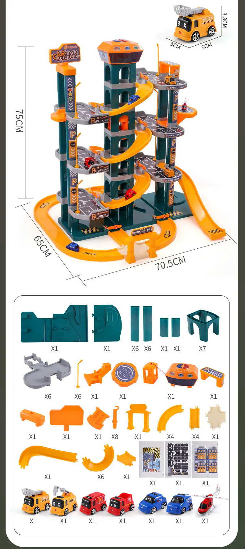 Electric Multilayer Car Parking Lot Track Toy Set for Kids