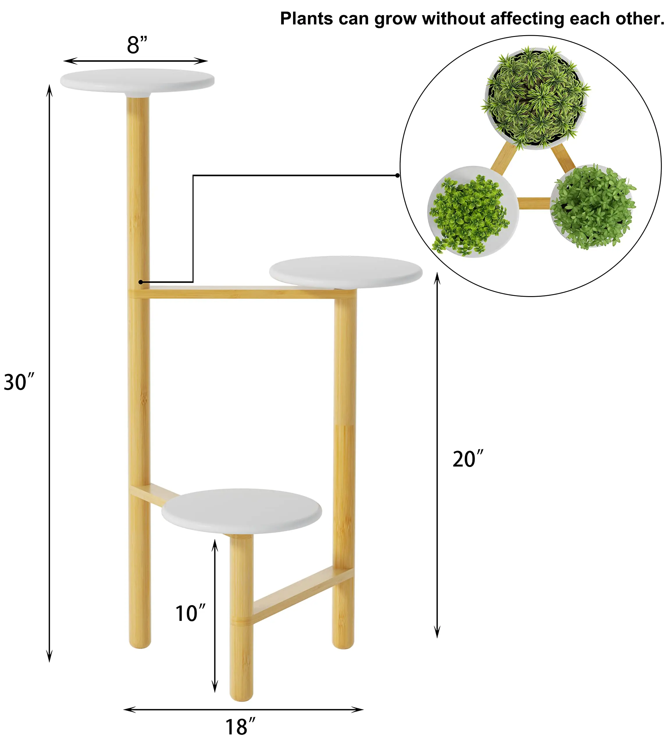 Customizable 3 Tier Storage Shelves Pot Stand Display Rack Natural ...