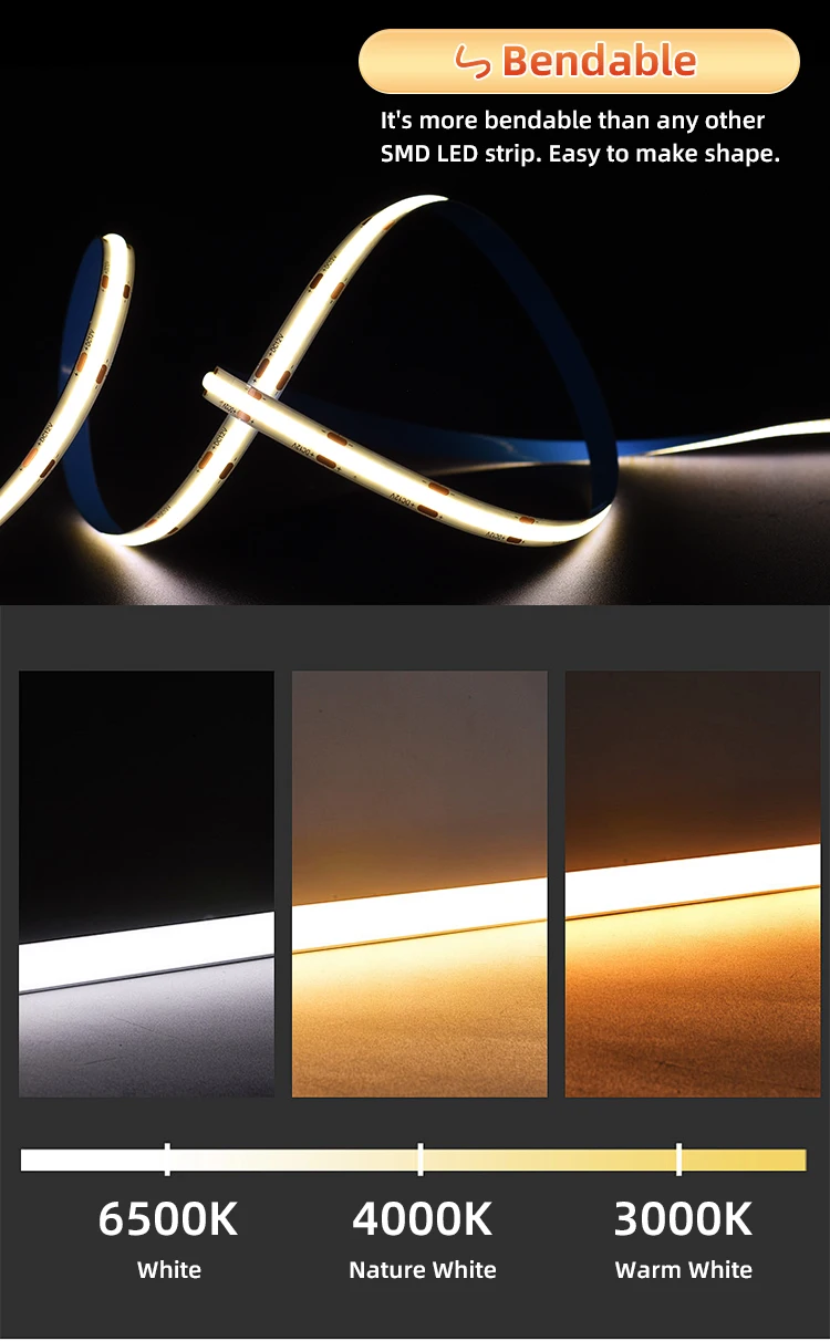COB LED Strip Lights - High Density 6500K for Kitchen & Decor