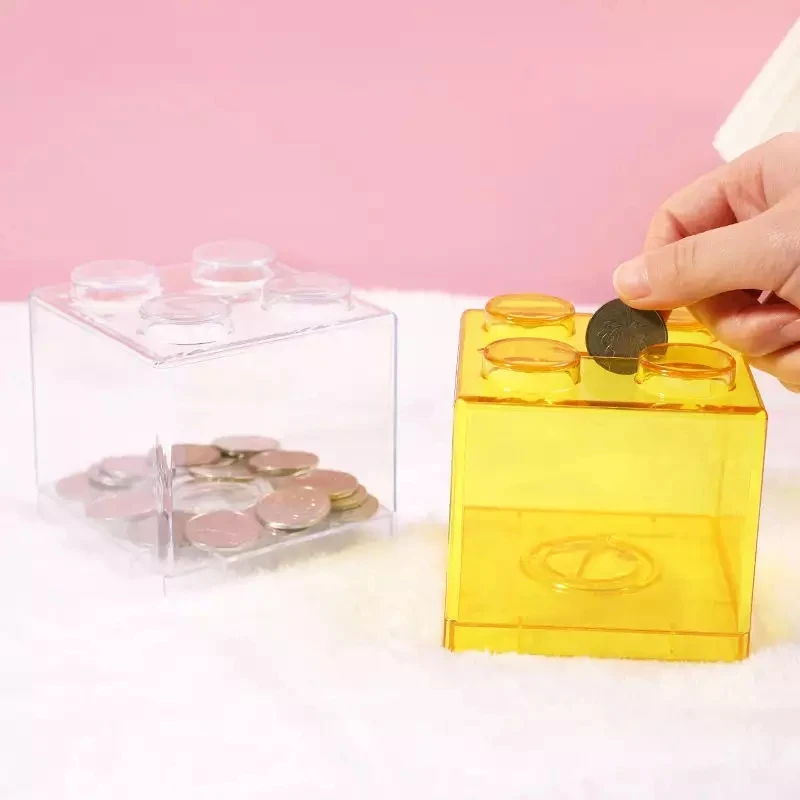 Factory Custom Piggy Bank Plastic logo Saving Money Block Banks ...