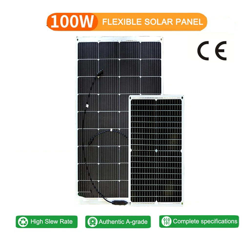 100w 24v Flexible Solar Panel Mono Cell Pv Module Customizable Solar ...