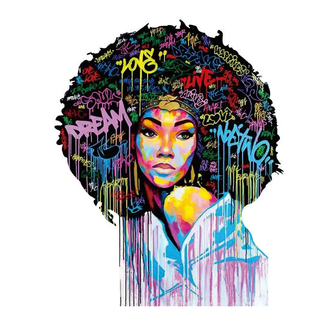 Afro Girl Offset Print Heat Transfer Custom Iron on Sticker for T-shirt ...