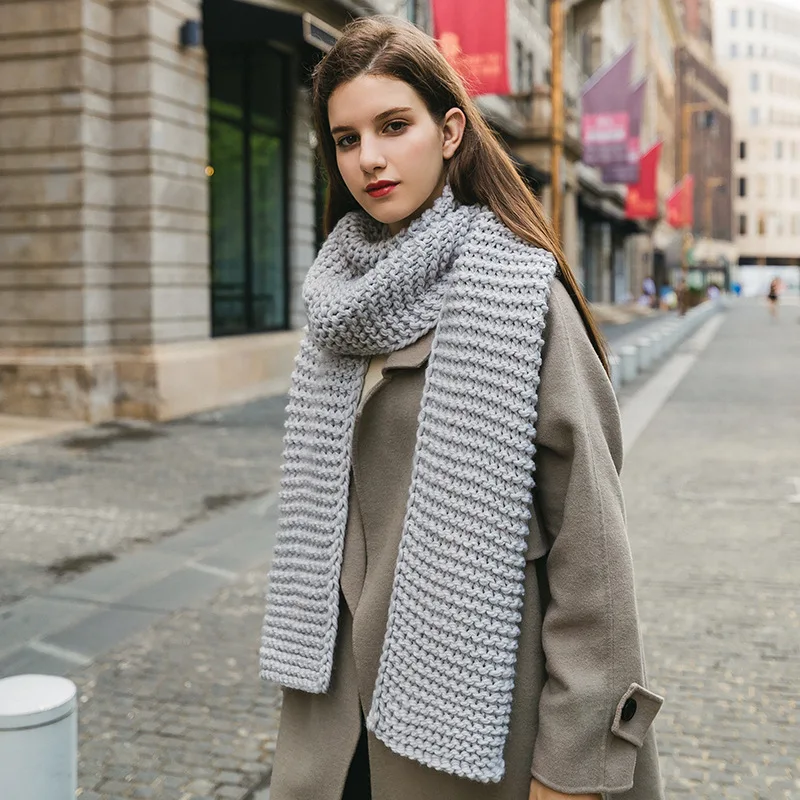 Grey knitted scarf ladies store