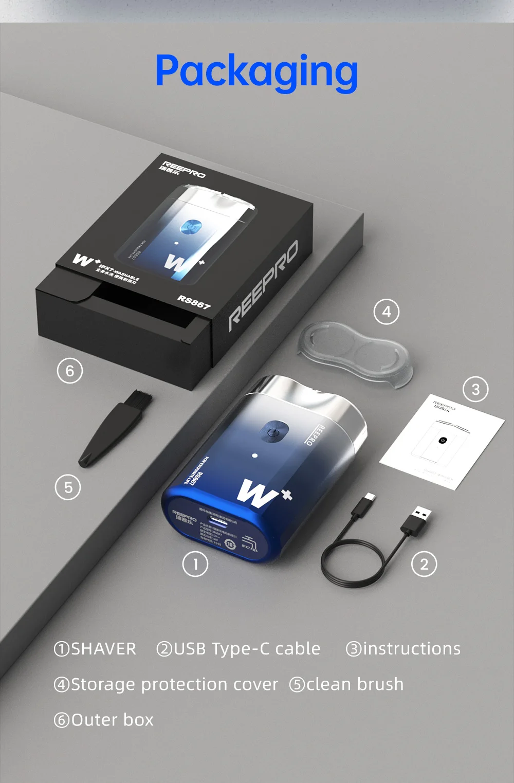 Reepeo Mini Electric Shaver Waterproof Usb Rechargeable Groomer ...