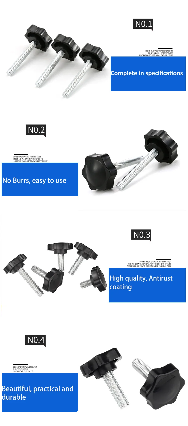 Plastic Hand Twist Adjusted Thumb Bolt - Large-Grip Screws