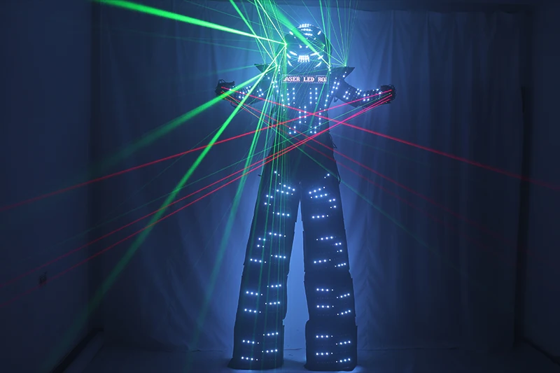 Pixel LED Robot Suit Costume with Light-Up Stilts, Dance Gloves & CO2 ...