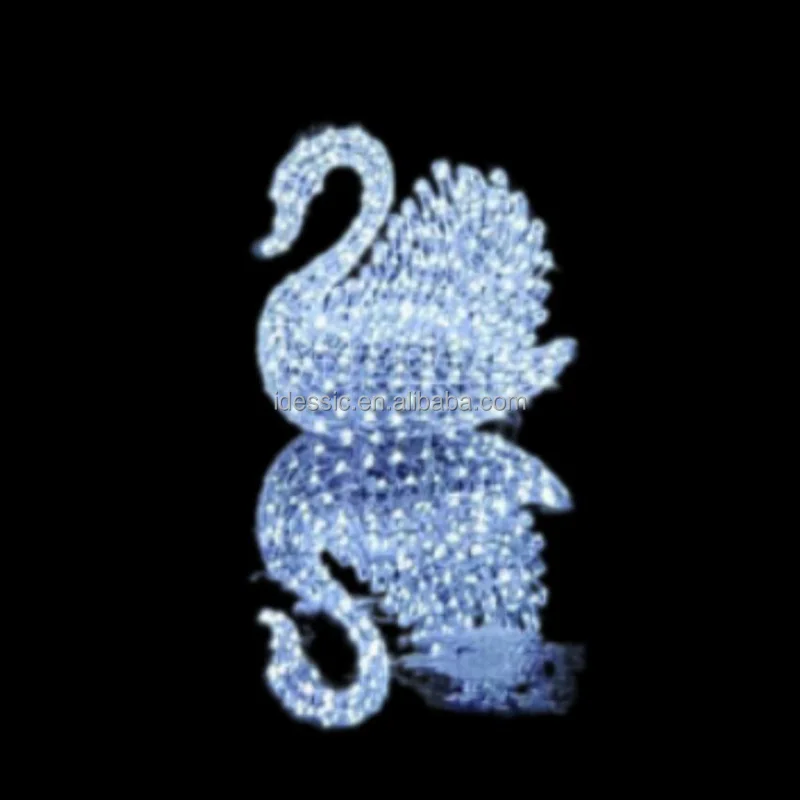 Outdoor 3D Lighted Crystal Swan Set Christmas Light Motif for ...