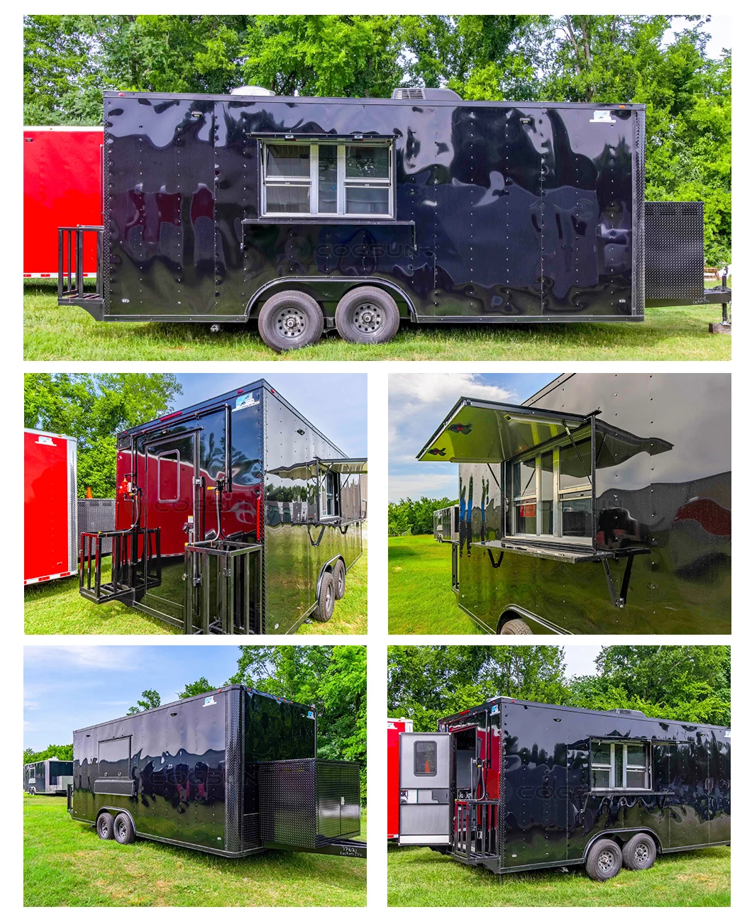 New Design Black Concession Trailer - Fully Equipped Food Truck