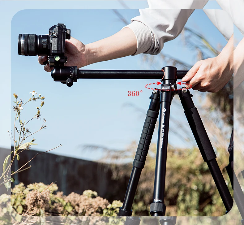 Fotopro Horizontal Center Column Camera Tripod - Pro Aluminium