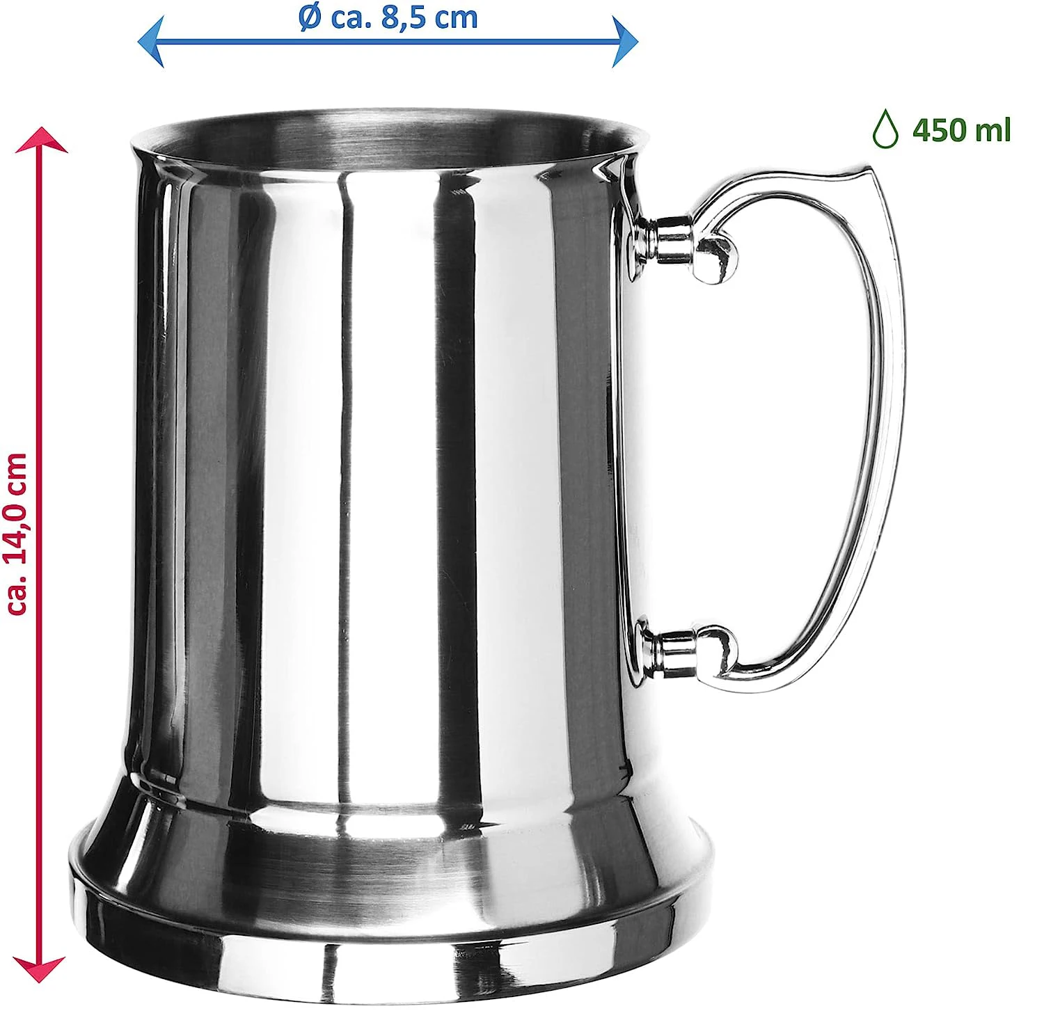Hot Products 450ml/580ml Premium Stainless Steel Beer Mugs With Handle Thermal Cup Big Grip Beer ...