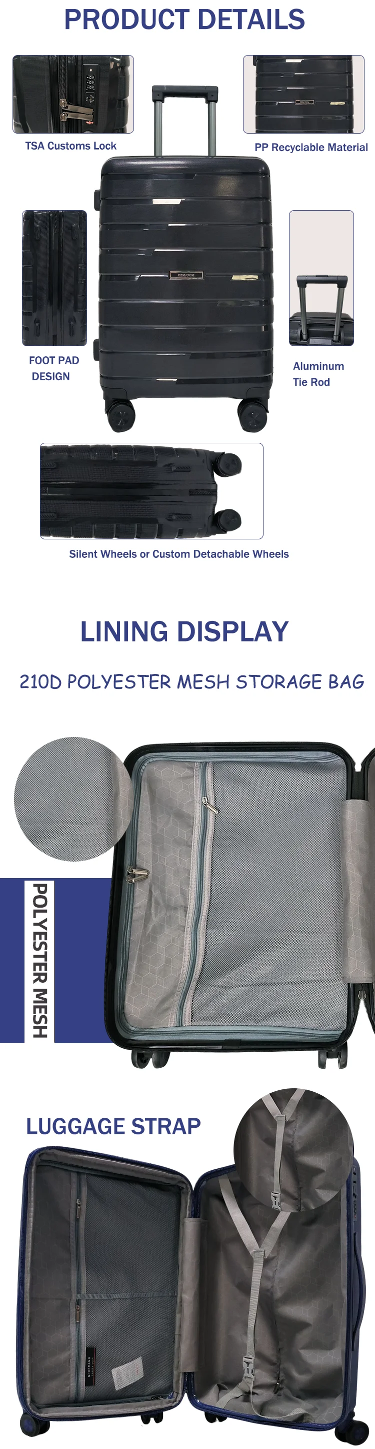 Hot Sale Front Opening Laptop Luggage Universal Spinner Wheel Tsa Lock ...