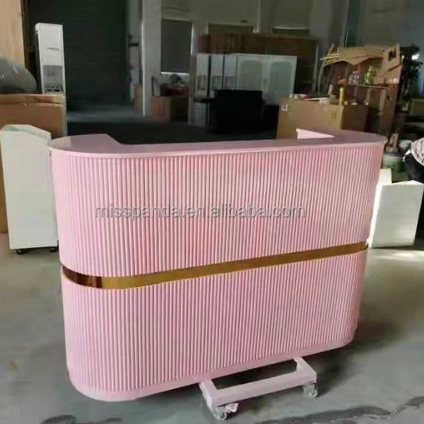 Custom Logo Cashier Reception Desk Durable Counter Hot Pink Or White ...