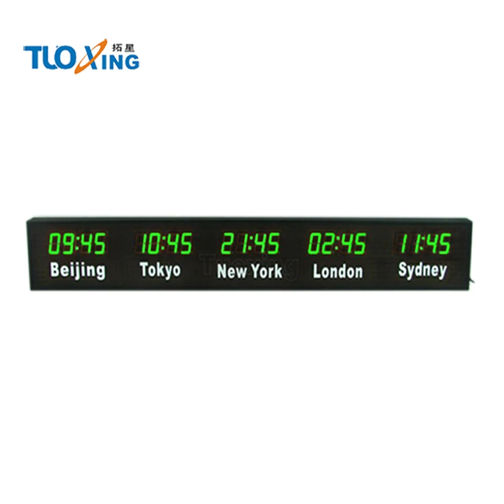 Red & Green LED Digital World Time Zone Clock - Wall Mountable ODM