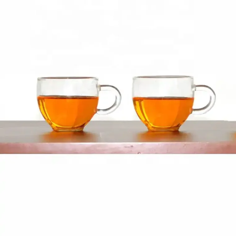Small 100ml Round Glass Teacup With Handle Thick Bottom Anti-hot Coffee ...