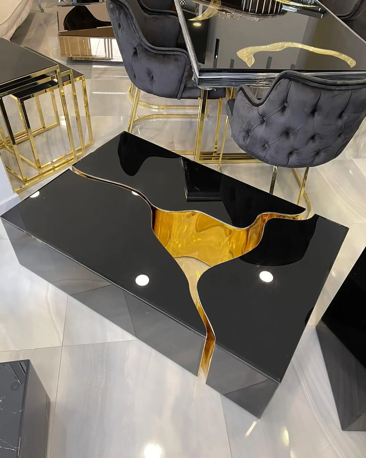 Hot Sale Style Squared Low Height Center Table Sparkle Silver Block ...