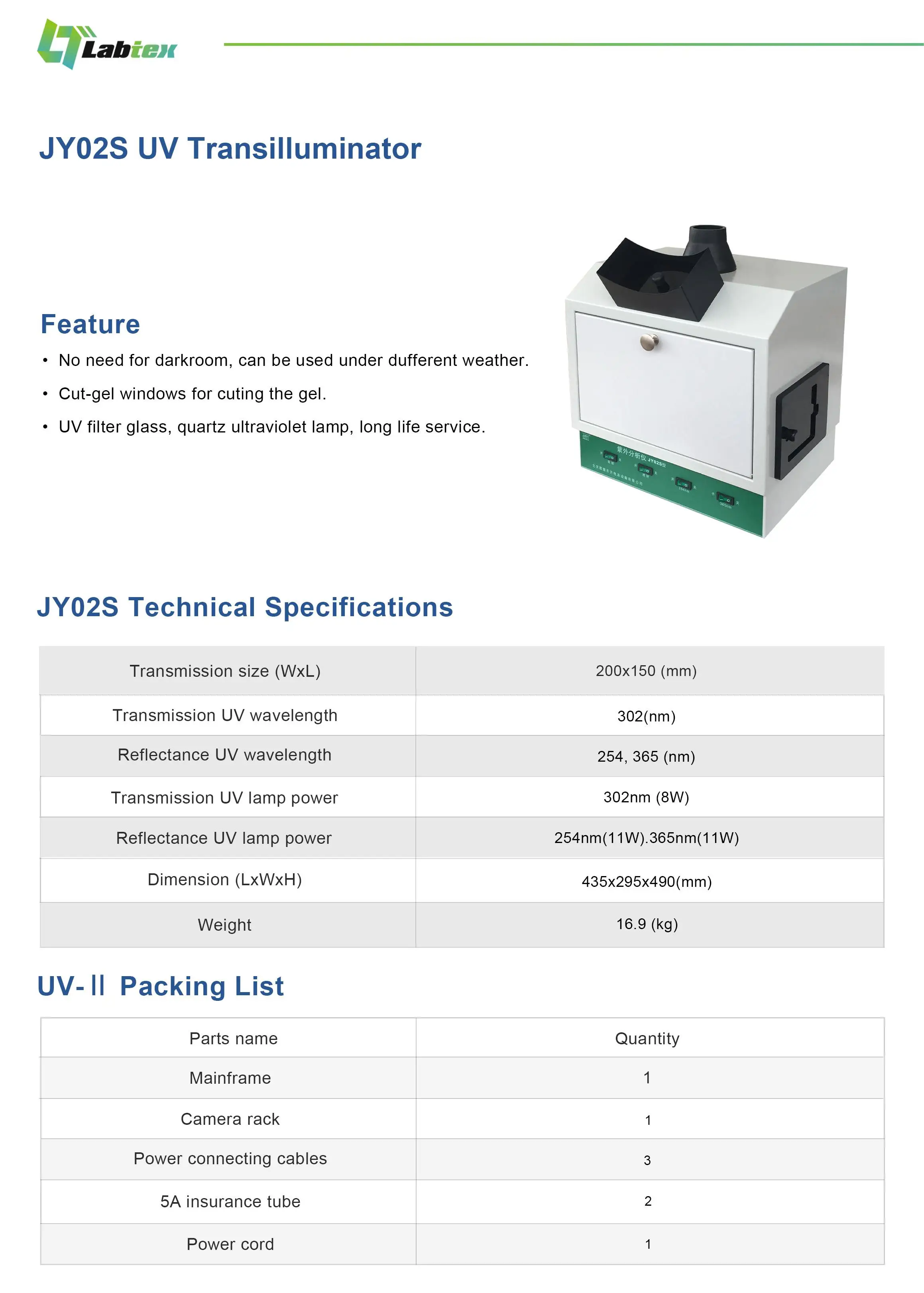 Labtex JY02S UV Analyzer - Precise UV Measurement System