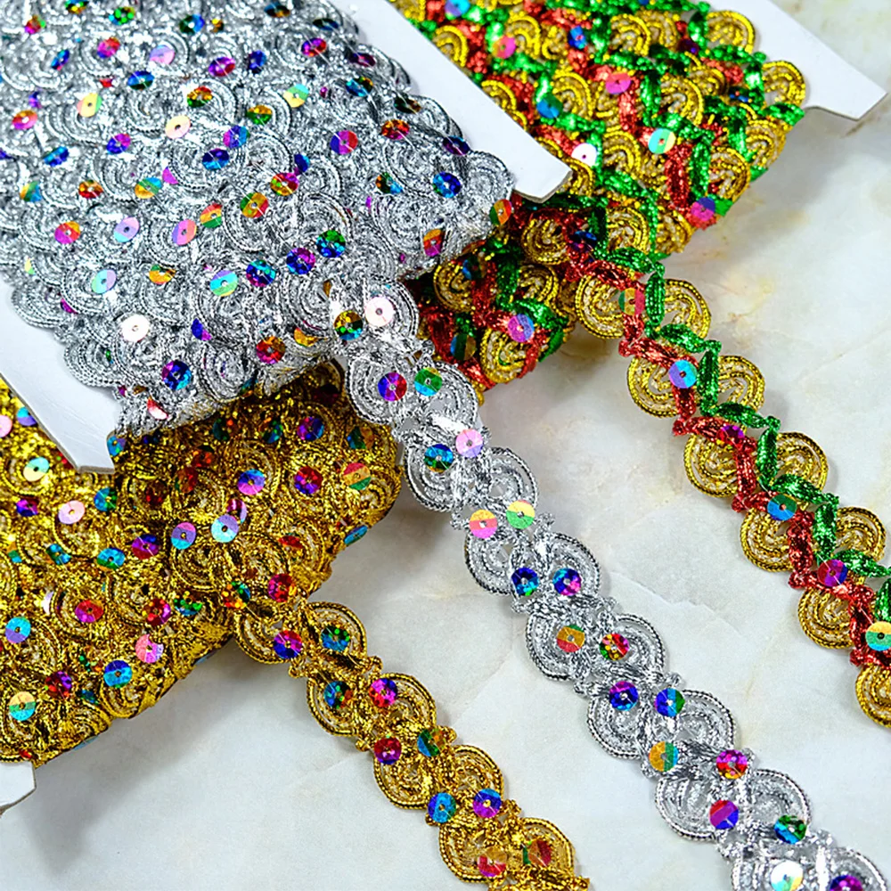13meter Sequin Lace Band Appliques Lace Ribbon Trim Belt Braided Diy ...